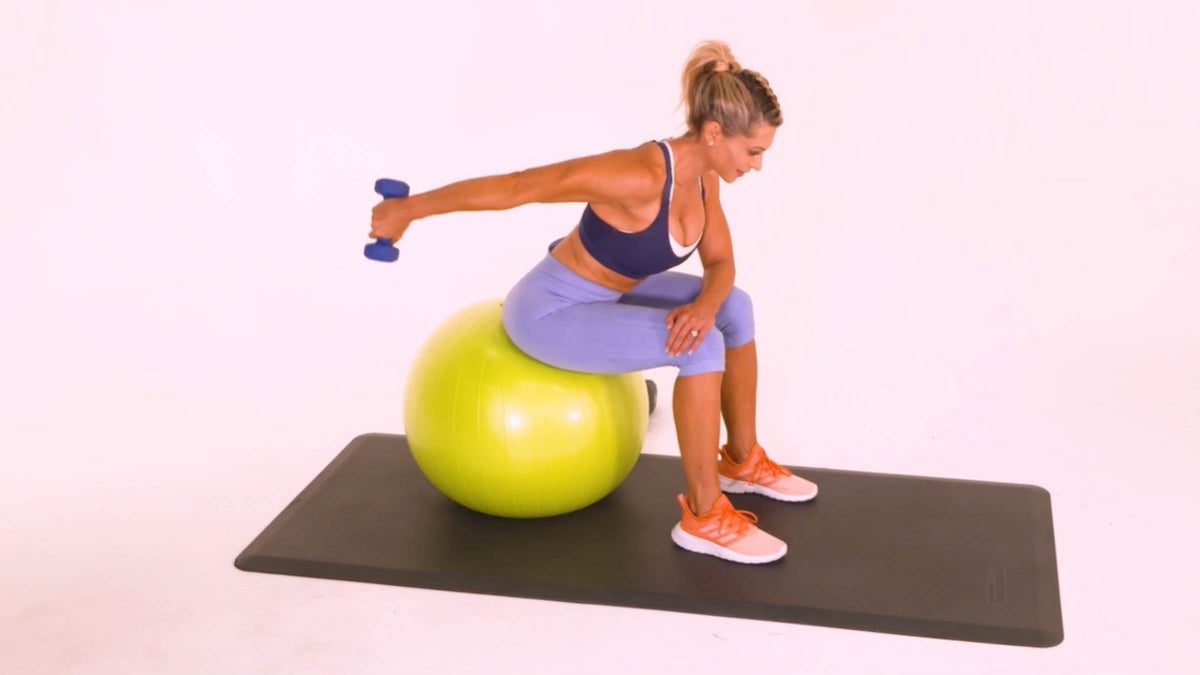 Stability-Ball One-Arm Triceps Kickback - Oxygen Mag